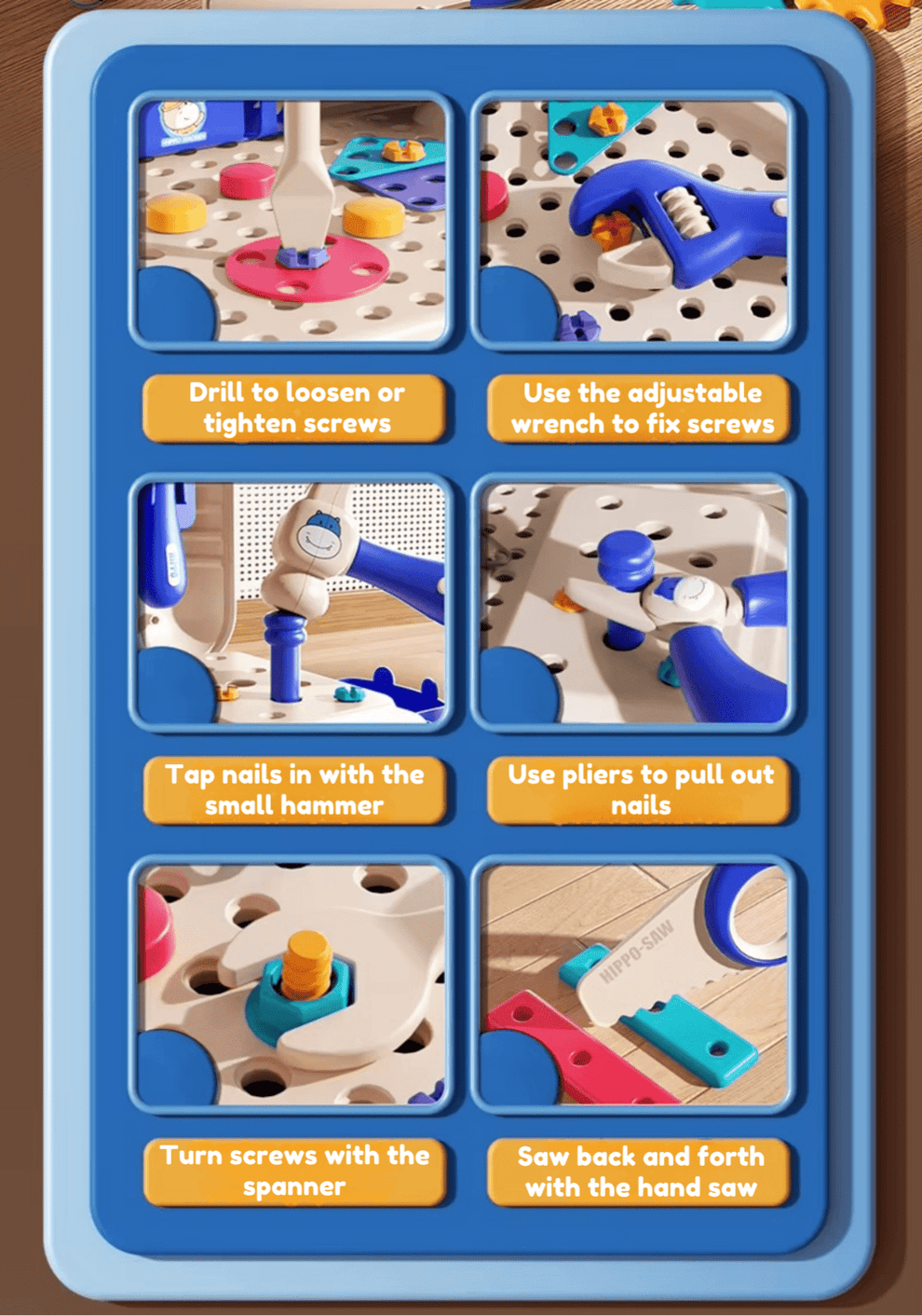 Hippo All-in-one Tool Hub DIY Montessori Tool Box Set – DIYative™