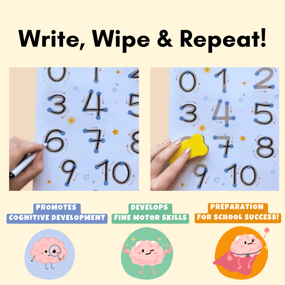 SmartLearn Kids Tracing Book: Erasable Montessori Practice for Numbers ...